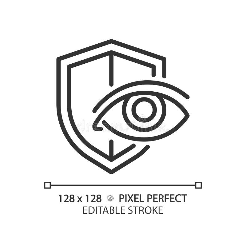 2D Customizable Simple Thin Linear Black Eye Protection Icon Stock ...