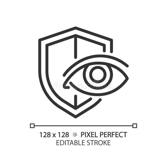 2D Customizable Simple Thin Linear Black Eye Protection Icon Stock ...