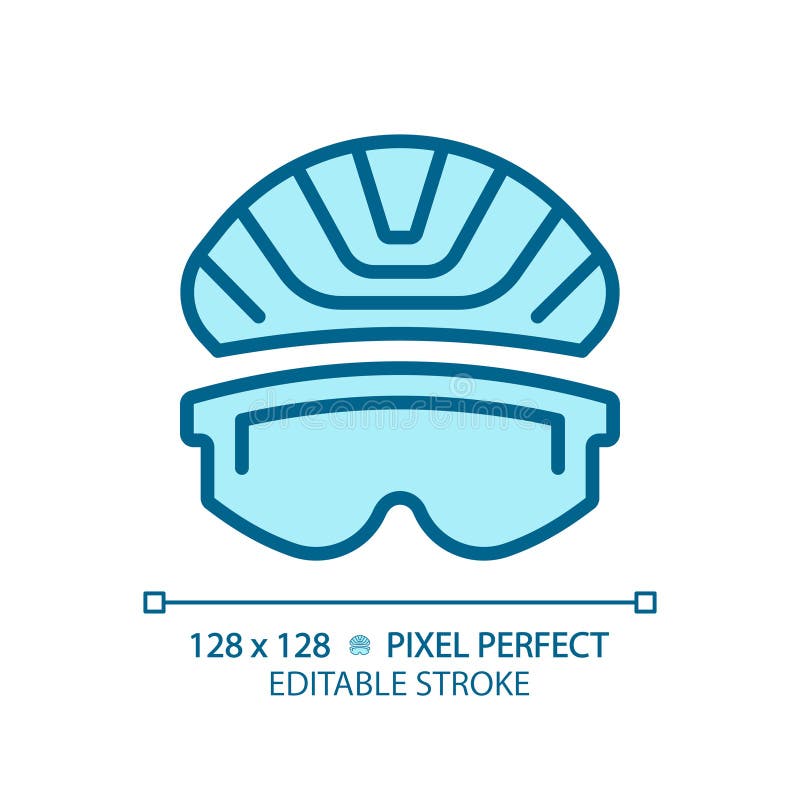 2D Customizable Simple Thin Linear Blue Eye Protection Icon Stock ...