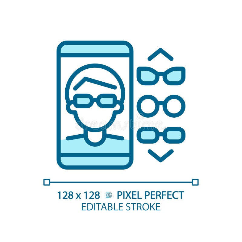 2D Customizable Simple Thin Linear Blue Eyeglasses App Icon Stock Vector - Illustration of ...