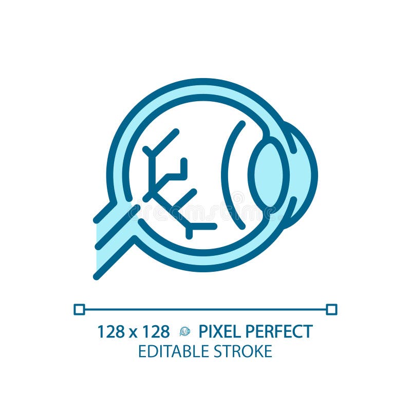 2D Customizable Simple Thin Linear Blue Eyestrain Icon Stock Vector - Illustration of infection ...