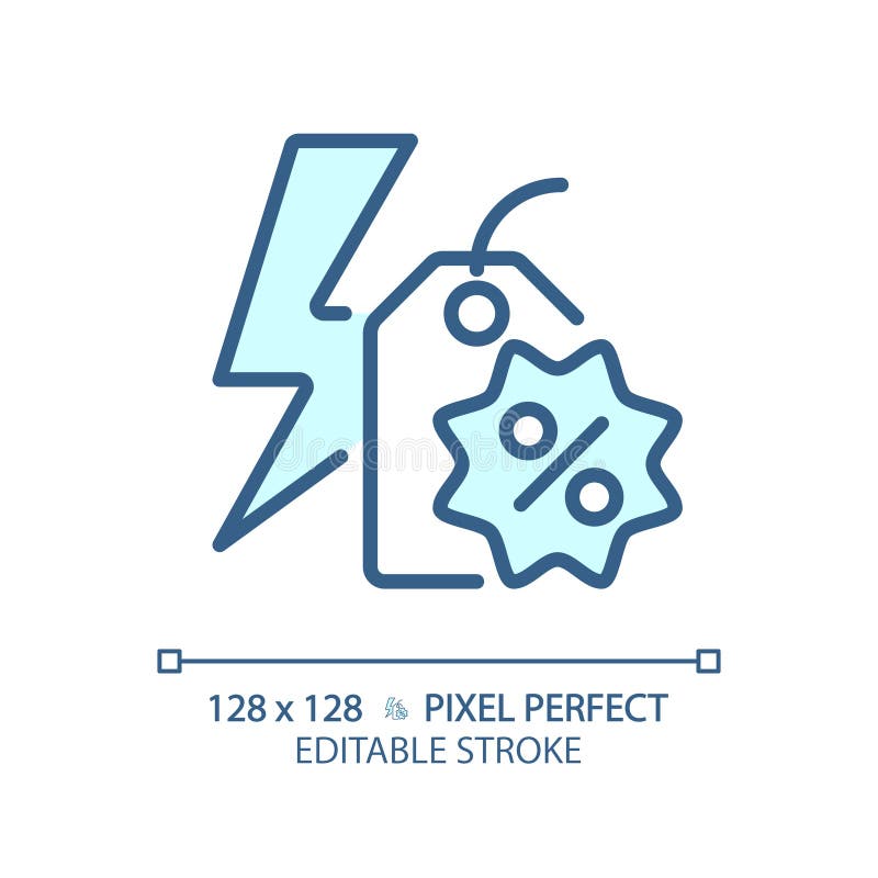 2D Customizable Simple Thin Linear Blue Flash Sale Icon Stock Vector ...