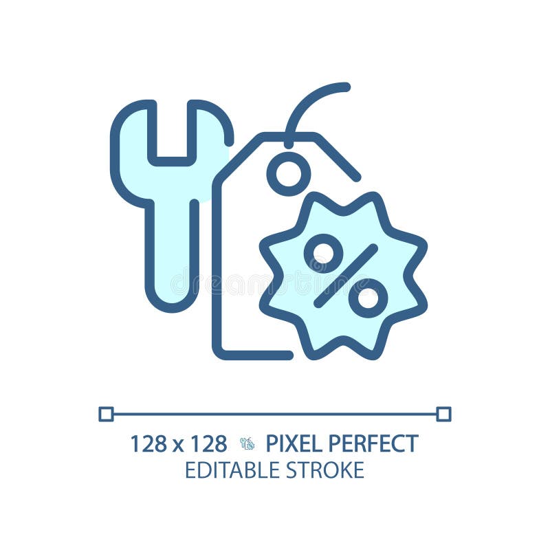 2D Customizable Simple Thin Linear Blue Tools Discount Icon Stock ...
