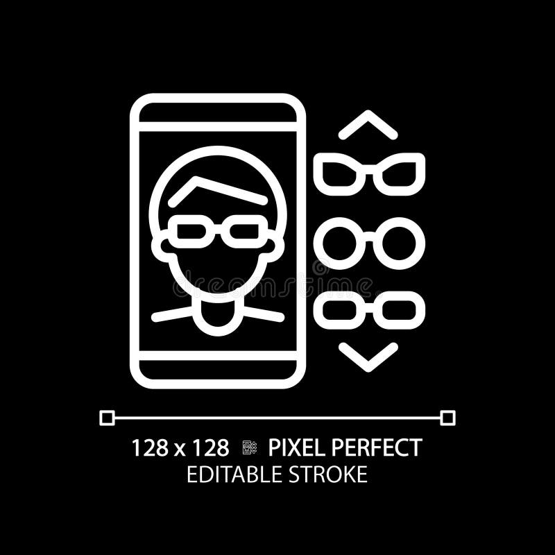 2D Customizable Simple Thin Linear White Eyeglasses App Icon Stock ...