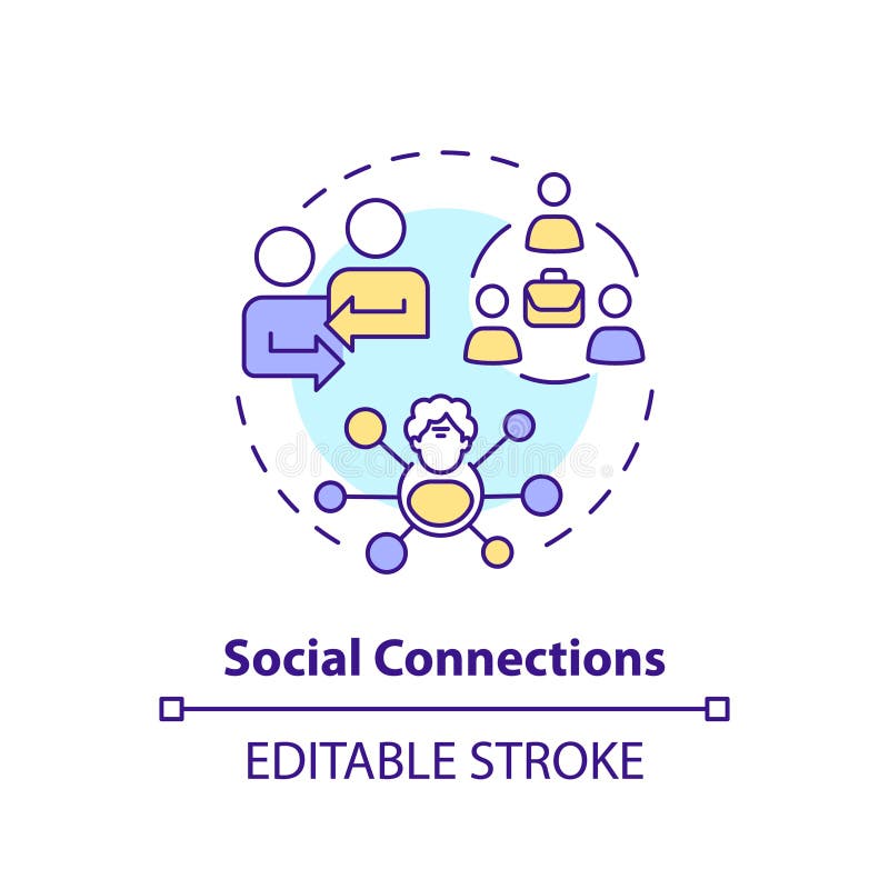 2D Customizable Social Connections Line Icon Concept Stock Vector ...