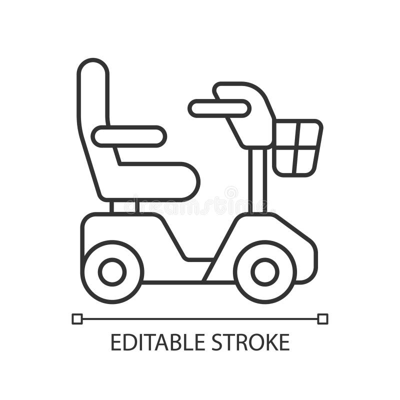 2D Customizable Thin Line Black Mobility Scooter Icon Stock Vector ...