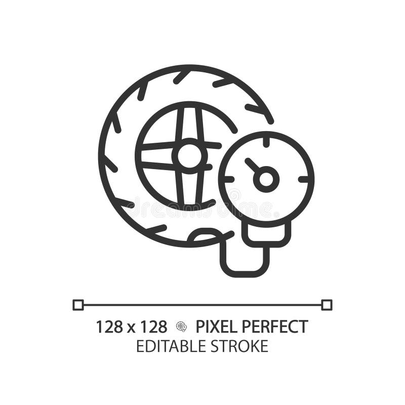 2D Customizable Thin Line Black Tire Inflate Icon Stock Illustration ...