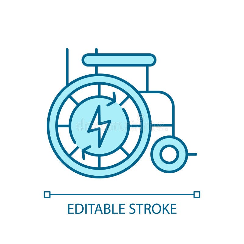 2D Customizable Thin Line Blue Automatic Wheelchair Icon Stock Vector ...