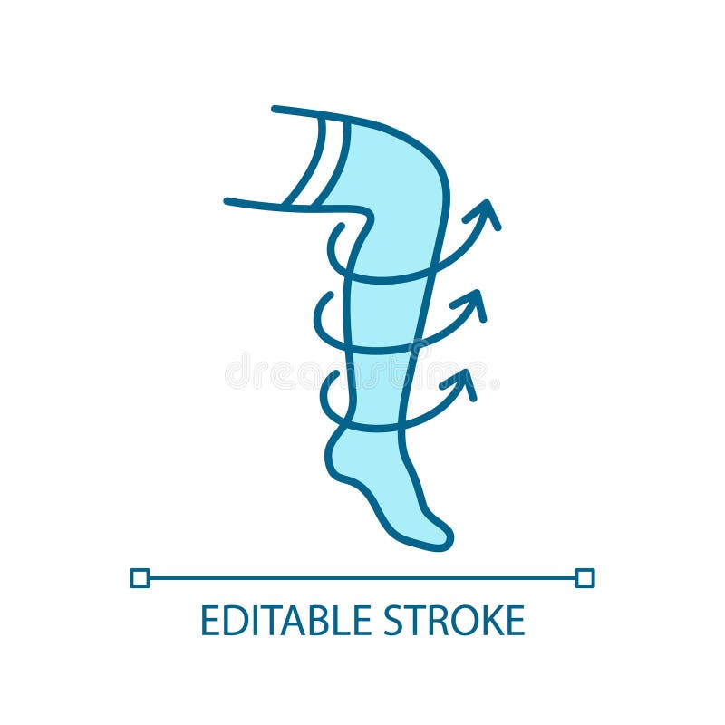 2D Customizable Thin Line Blue Compression Stockings Icon Stock Vector ...