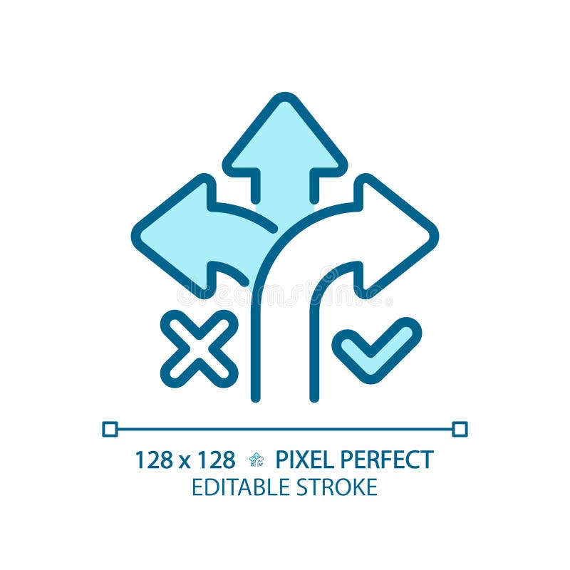 2D Customizable Thin Line Blue Correct Way Icon Stock Vector ...