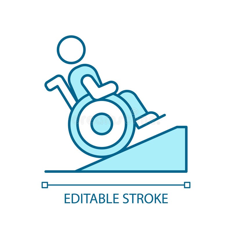 2D Customizable Thin Line Blue Handicap Ramp Icon Stock Vector ...