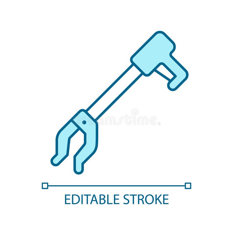 2D Customizable Thin Line Blue Long Reach Grabber Icon Stock Vector ...