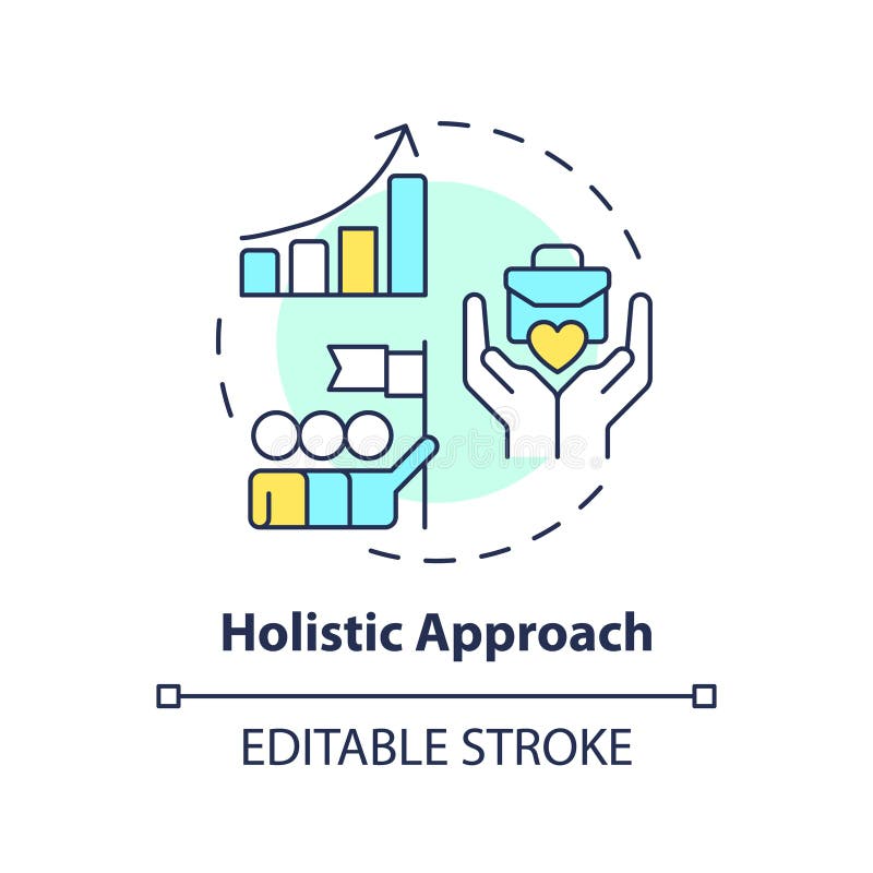 2D Customizable Thin Line Icon Holistic Approach Concept Stock Vector ...