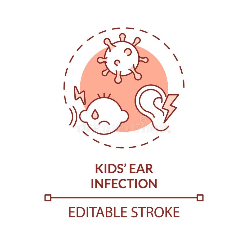 2D Customizable Thin Line Icon Kids Ear Infection Concept Stock ...
