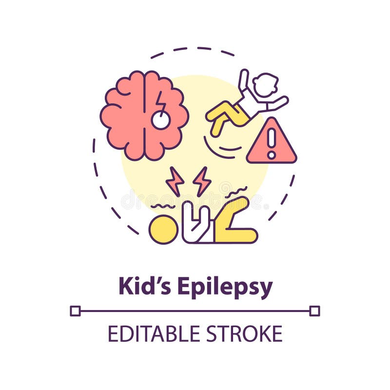 2D Customizable Thin Line Icon Kids Epilepsy Concept Stock Vector ...