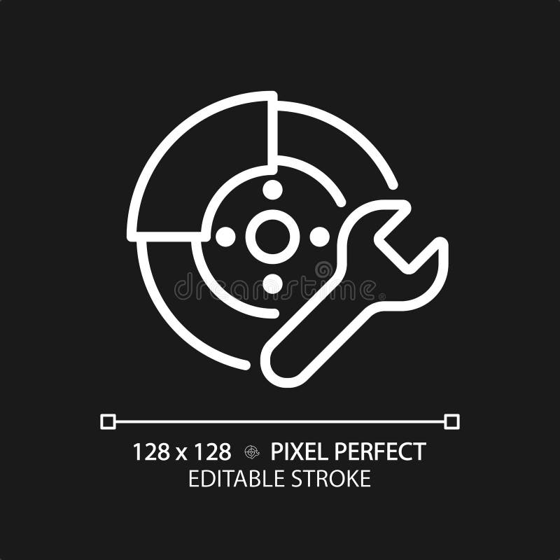2D Customizable Thin Line White Car Disc Brake Repair Icon Stock Vector ...