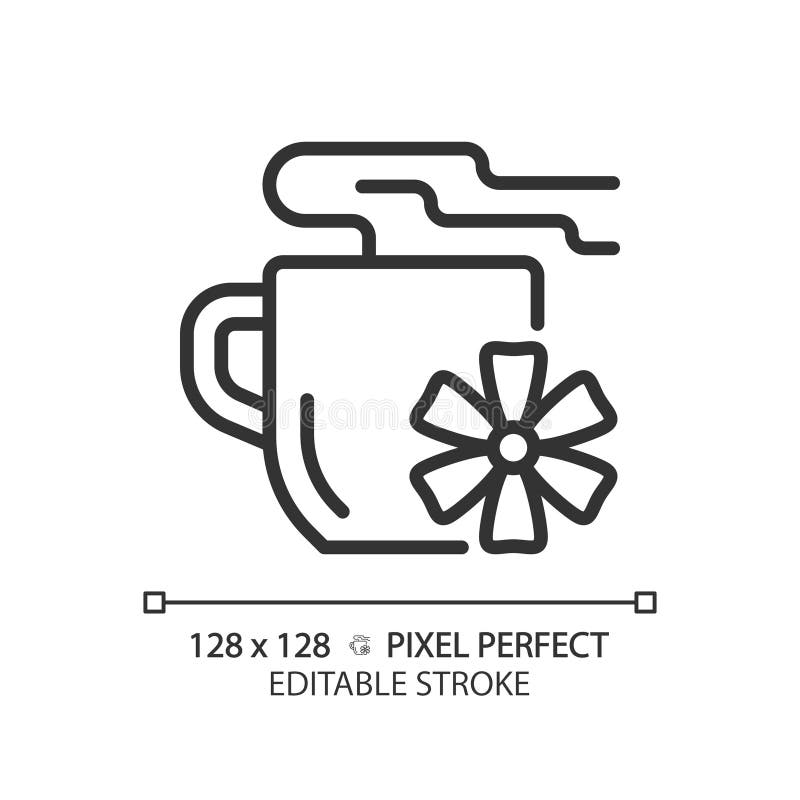 2D Customizable Thin Linear Black Flower Tea Icon Stock Vector ...