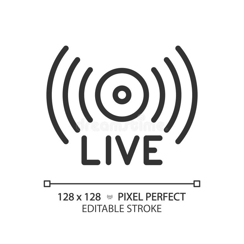 2D Customizable Thin Linear Black Live Stream Icon Stock Illustration ...