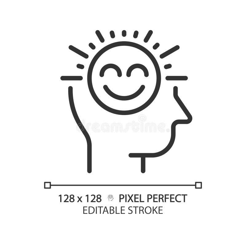 2D Customizable Thin Linear Black Positive Thinking Icon Stock Vector - Illustration of linear ...
