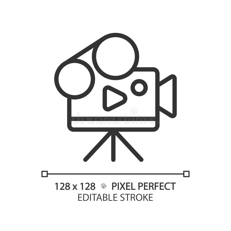 2D Customizable Thin Linear Black Video Camera Icon Stock Illustration ...
