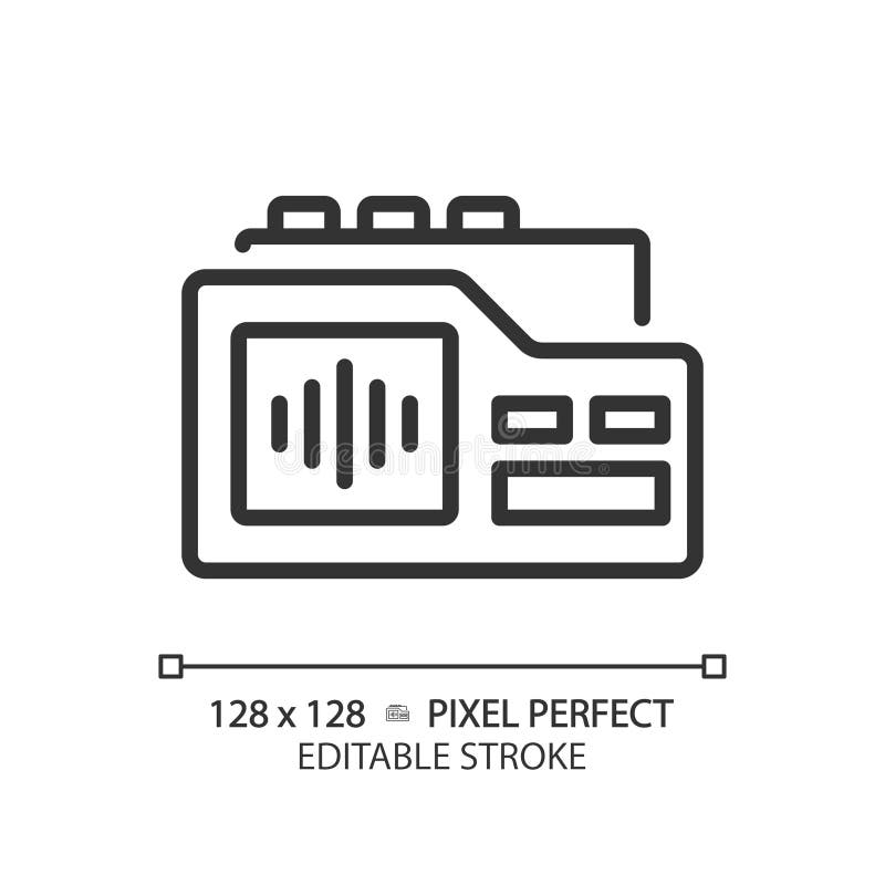 2D Customizable Thin Linear Black Voice Recorder Icon Stock Vector ...