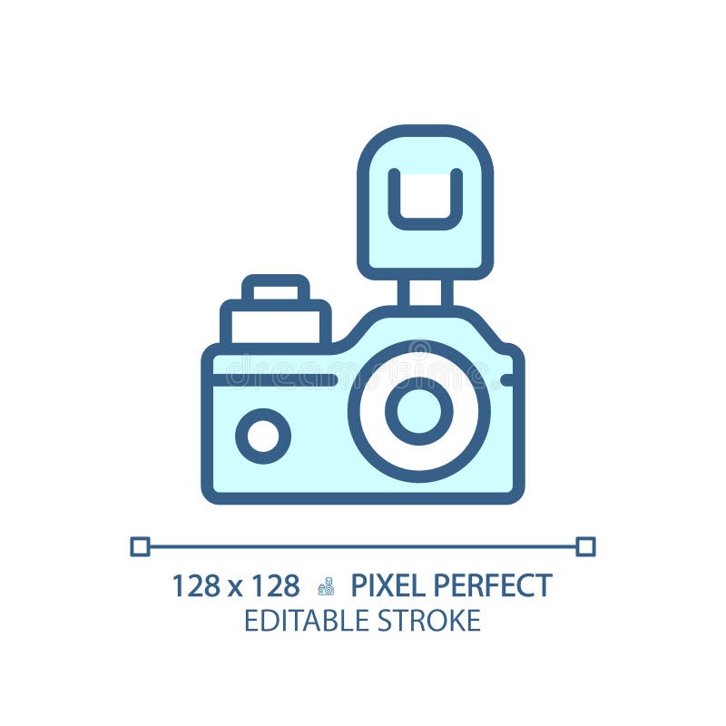 2D Customizable Thin Linear Blue Camera Icon Stock Vector - Illustration of technology ...