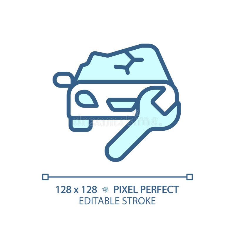 2D Customizable Thin Linear Blue Car Damage Icon Stock Vector ...