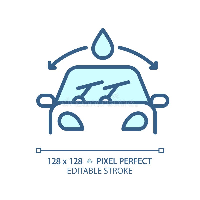 2D Customizable Thin Linear Blue Car Windshield Icon Stock Vector ...