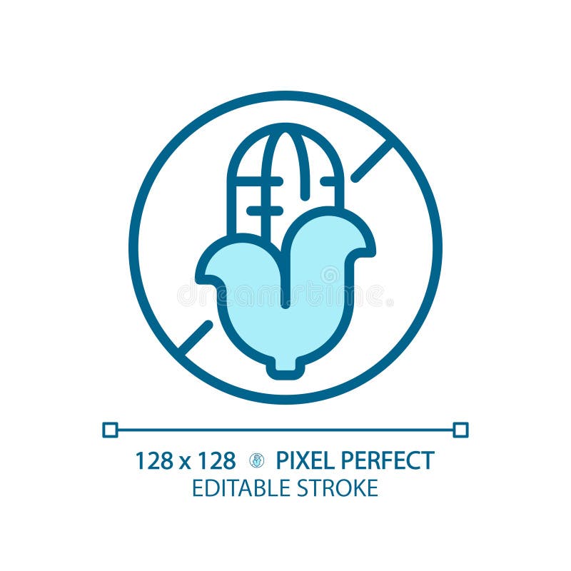 2D Customizable Thin Linear Blue Corn Free Icon Stock Illustration ...