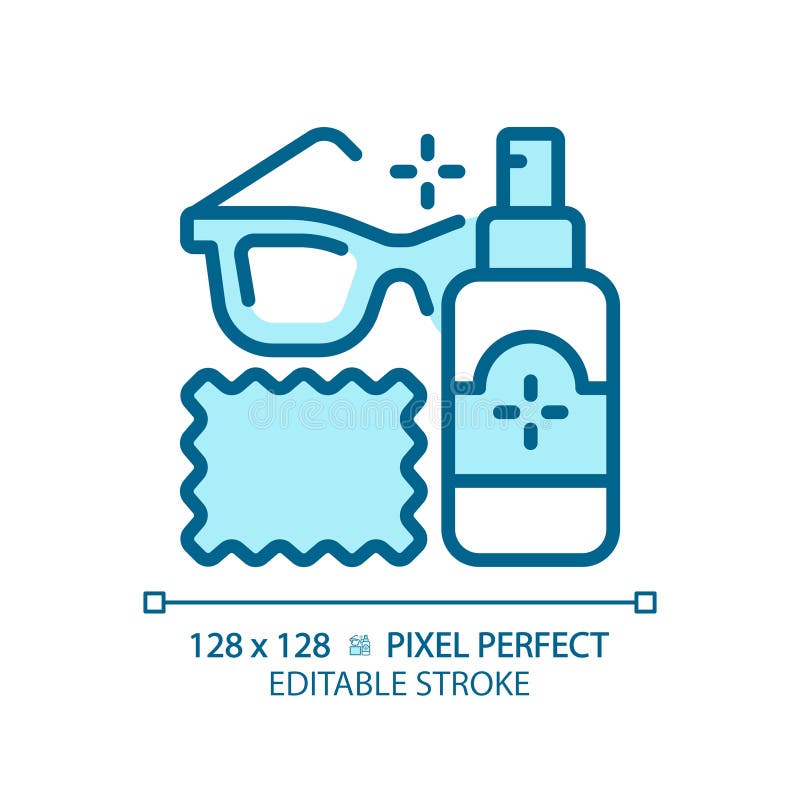 2D Customizable Thin Linear Blue Eyeglasses Cleaner Icon Stock Vector ...