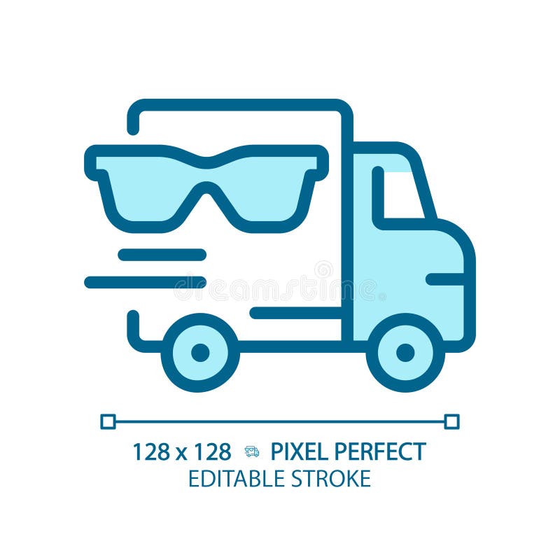 2D Customizable Thin Linear Blue Eyeglasses Logistics Icon Stock Vector - Illustration of symbol ...