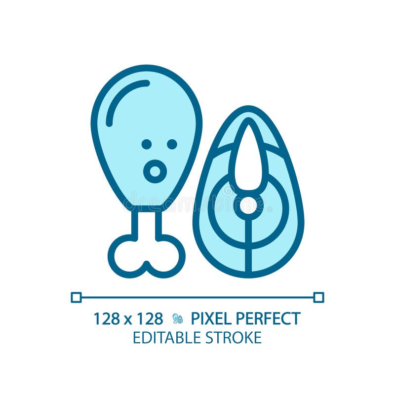 2D Customizable Thin Linear Blue Meat Icon Stock Vector - Illustration ...