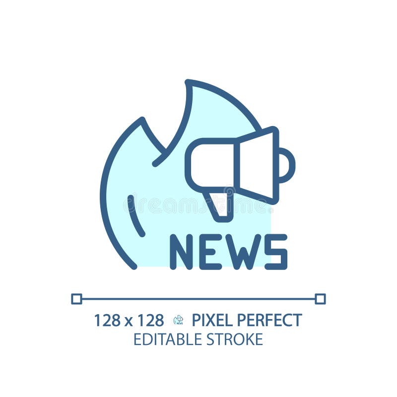 2D Customizable Thin Linear Blue News Broadcast Icon Stock Vector ...