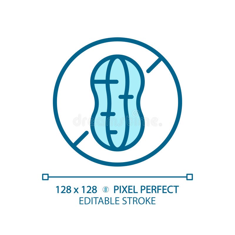 2D Customizable Thin Linear Blue Nut Free Icon Stock Vector ...