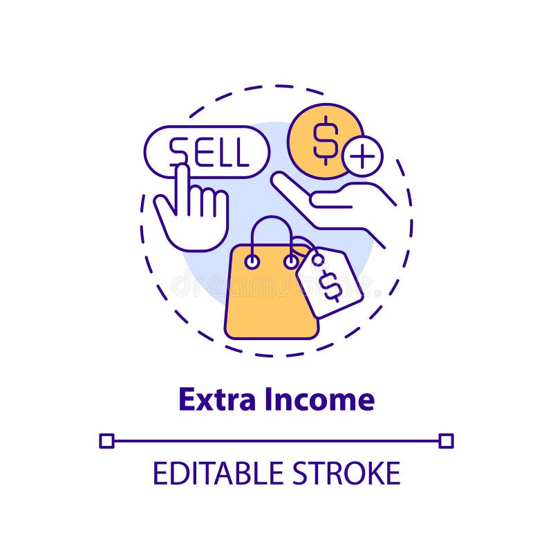 2D Customizable Thin Linear Icon Extra Income Concept Stock Vector ...