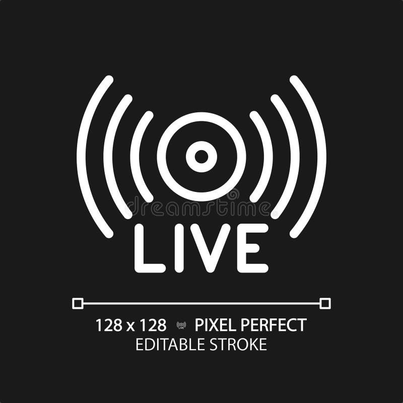 2D Customizable Thin Linear White Live Stream Icon Stock Illustration ...