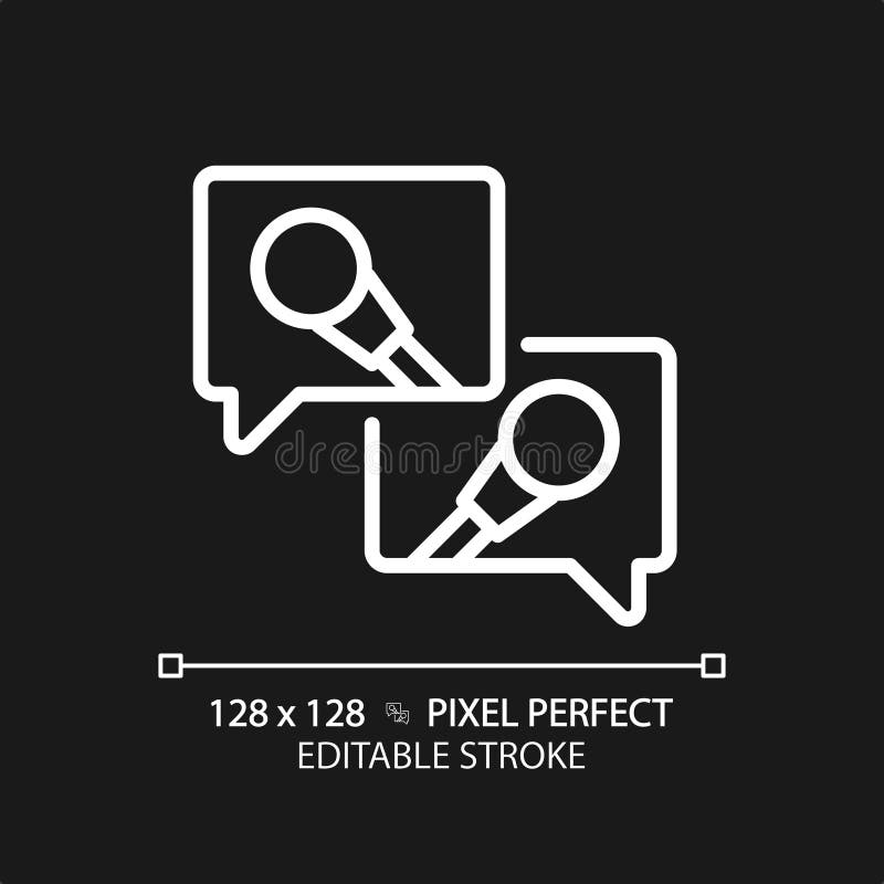 2D Customizable Thin Linear White Media Interview Icon Stock Vector ...