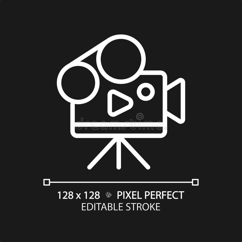 2D Customizable Thin Linear White Video Camera Icon Stock Illustration ...