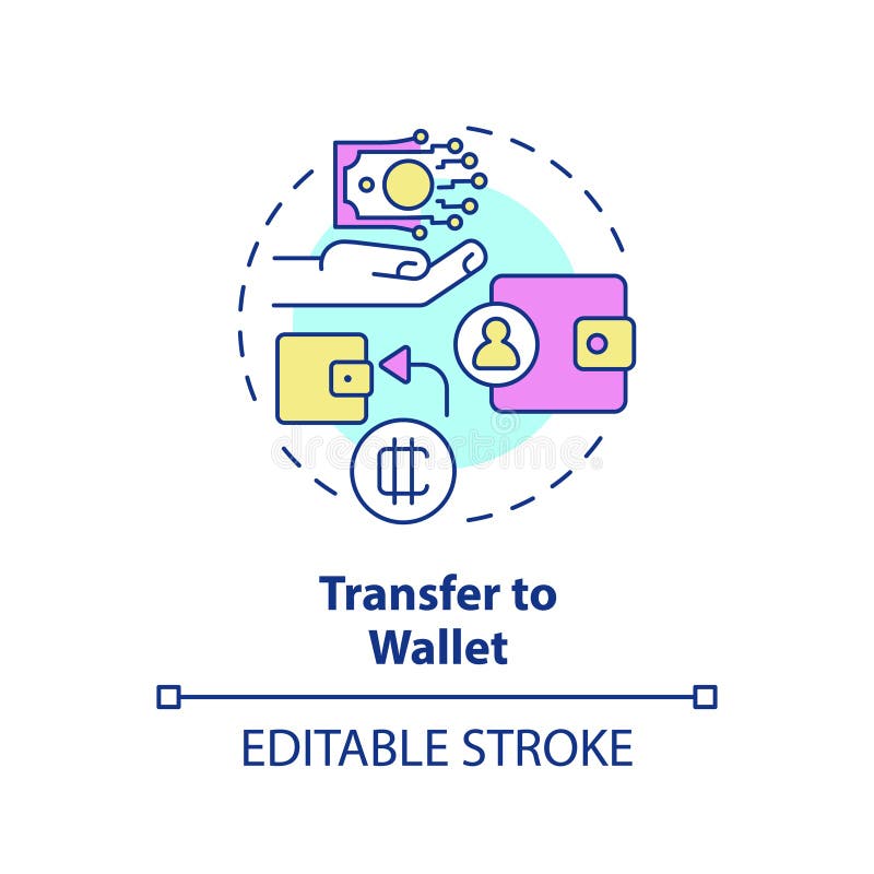2D Customizable Transfer To Wallet Line Icon Concept Stock Vector ...
