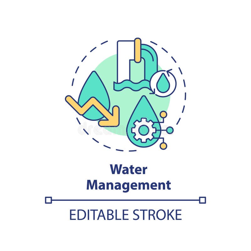 2D Customizable Water Management Line Icon Concept Stock Vector ...