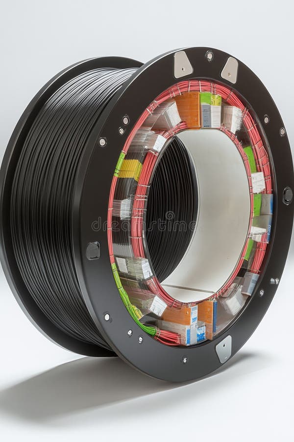 3D Cutaway View of a High-voltage Cable Drum Revealing Internal Layers ...