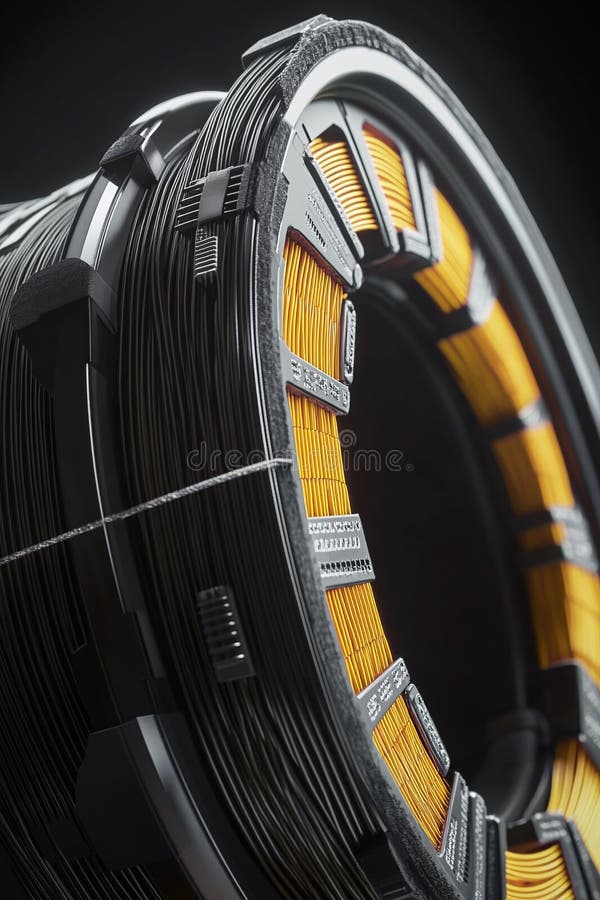 3D Cutaway View of a High-voltage Cable Drum Revealing Internal Layers ...
