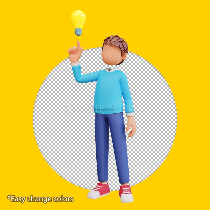 3d Illustration Cute Boy Get an Idea Stock Photo - Illustration of cute ...