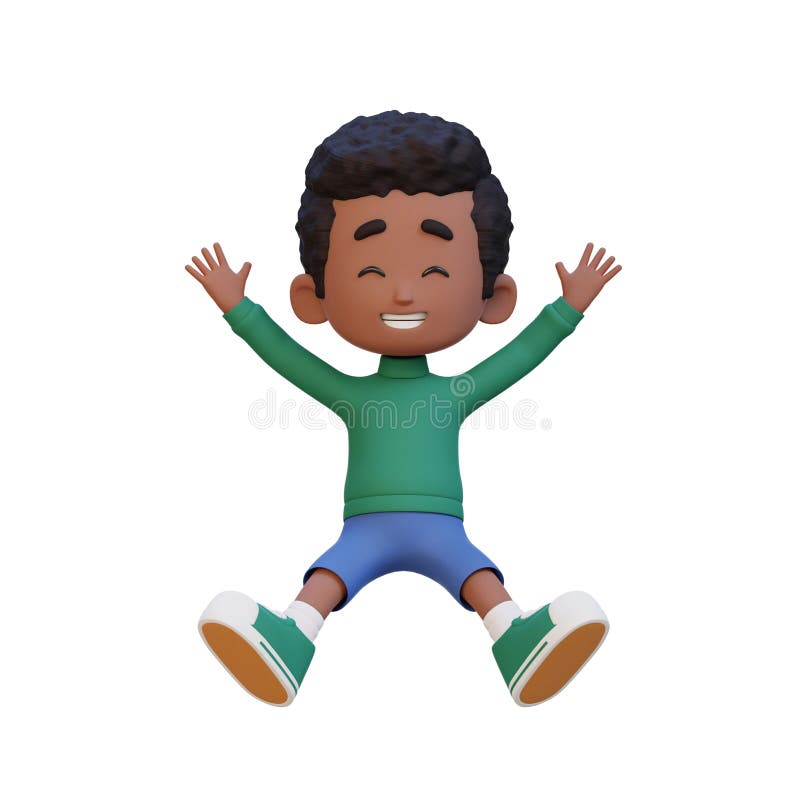3D Cute Boy in Jumping Pose Stock Photo - Illustration of person, student: 321400370