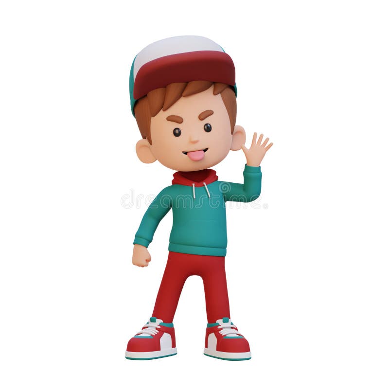 3D cute boy make fun of stock photo. Illustration of child - 321403728