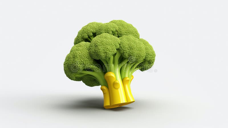 3d Cute Broccoli Pixar Simple White Background , Generative Ai Stock ...