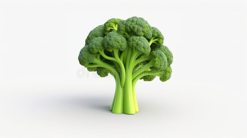 3d Cute Broccoli Pixar Simple White Background , Generative Ai Stock ...
