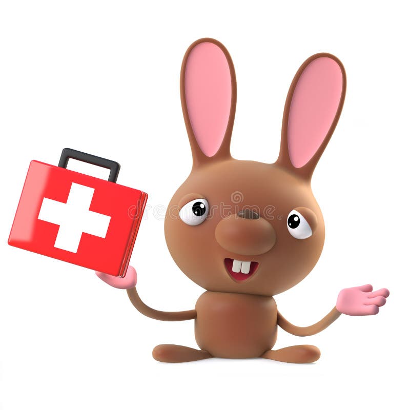 3d Cute Cartoon Easter Bunny Rabbit Character with First Aid Kit Stock ...