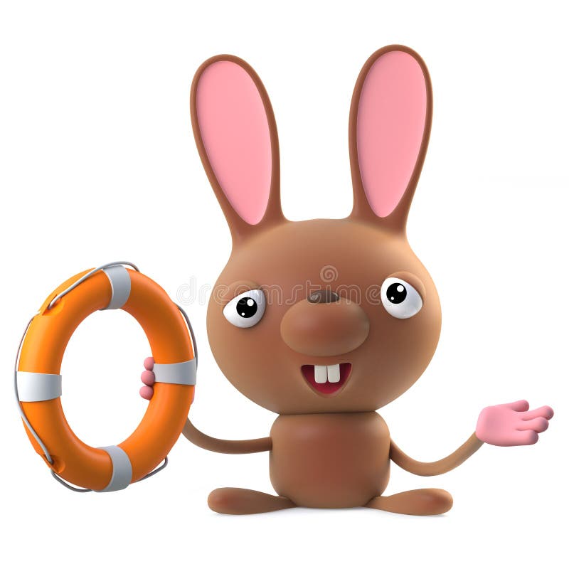 3d Cute Cartoon Easter Bunny Rabbit Comes To the Rescue Stock ...