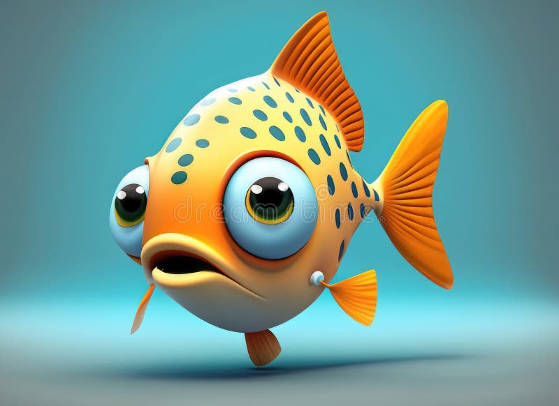 3D Cute Cartoon Fish Character AI Generated Stock Illustration - Illustration of realistic ...